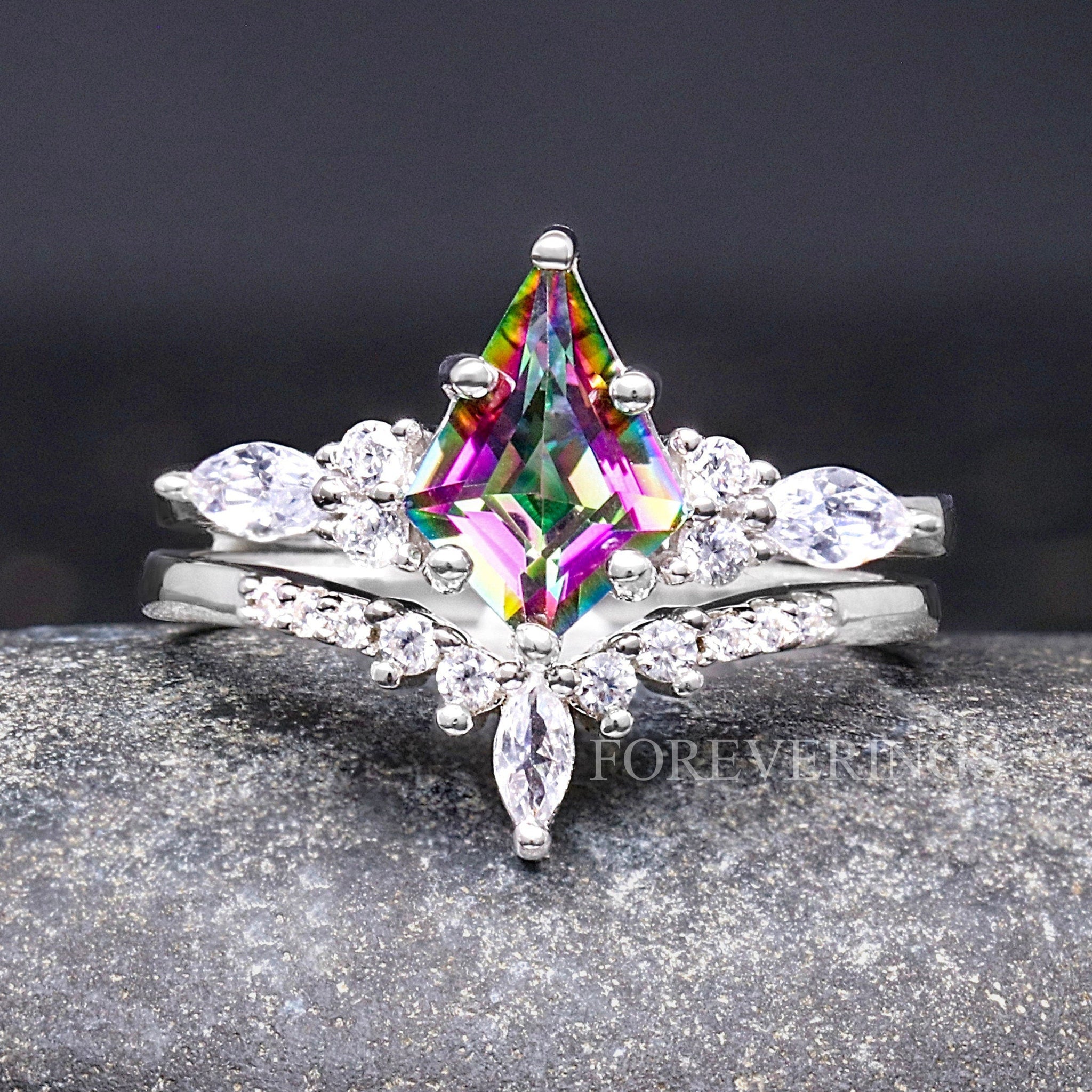 Silver Mystic Topaz Ring | Alternative Cass Supernova Wedding Ring